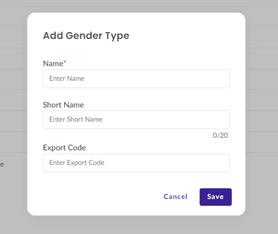 Gender Type Configuration – Humanforce