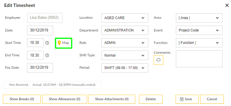 Viewing Clock-in Coordinates using Google Maps – Humanforce