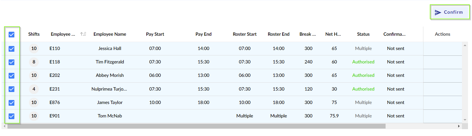 Sending timesheet confirmation requests to employees – Humanforce