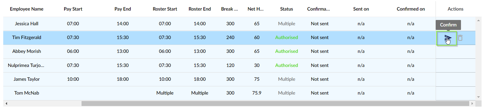 Sending timesheet confirmation requests to employees – Humanforce