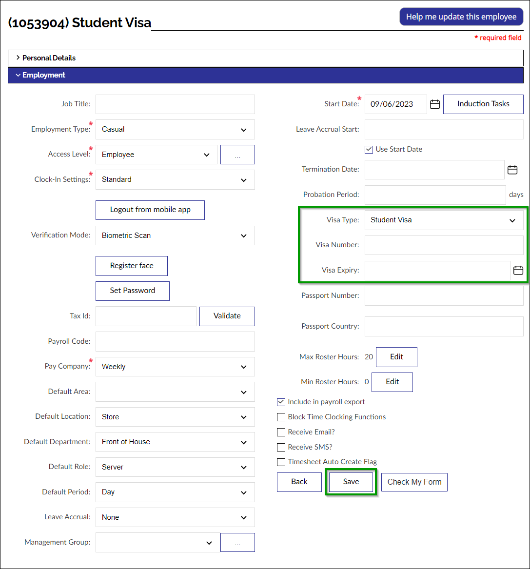 How do I apply or update employee visa details? – Humanforce
