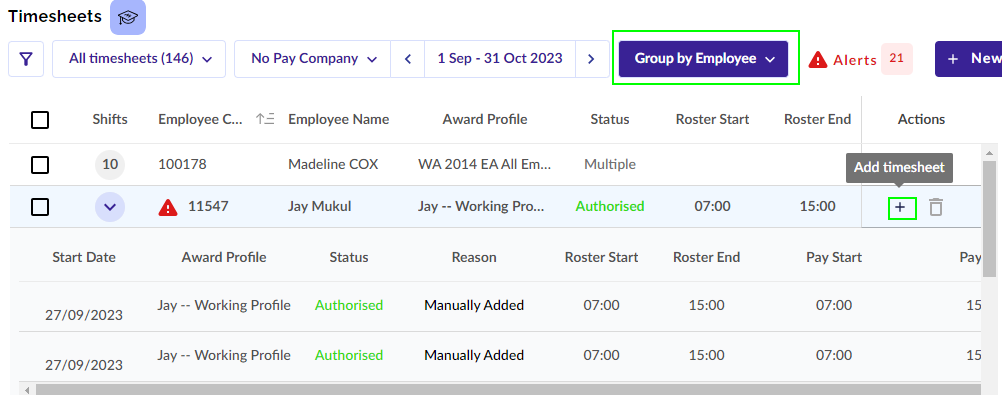 Manually create Timesheets – Humanforce