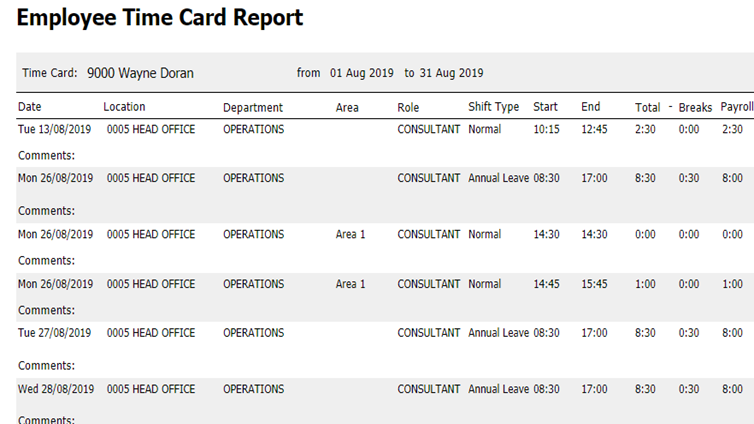 Standard Reports in Humanforce Web – Humanforce