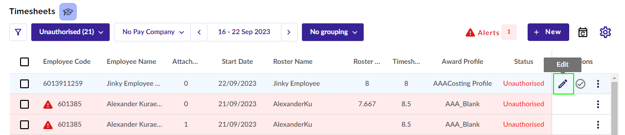 Edit Timesheets – Humanforce