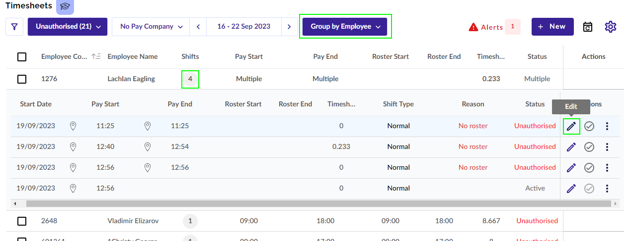Edit Timesheets – Humanforce