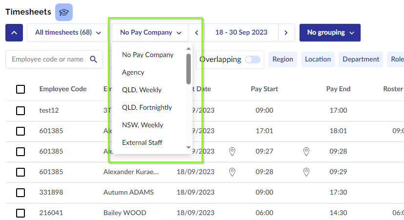 Using the Timesheet (Admin) page – Humanforce