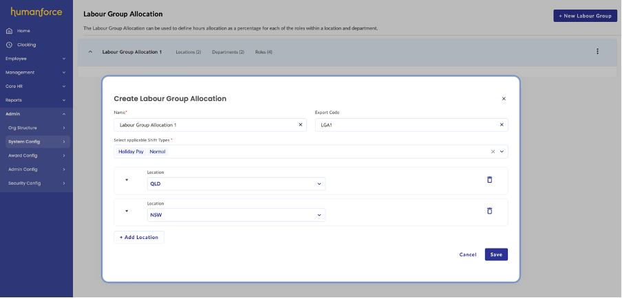 How do I set up Labour Group Allocation in Humanforce web? – Humanforce