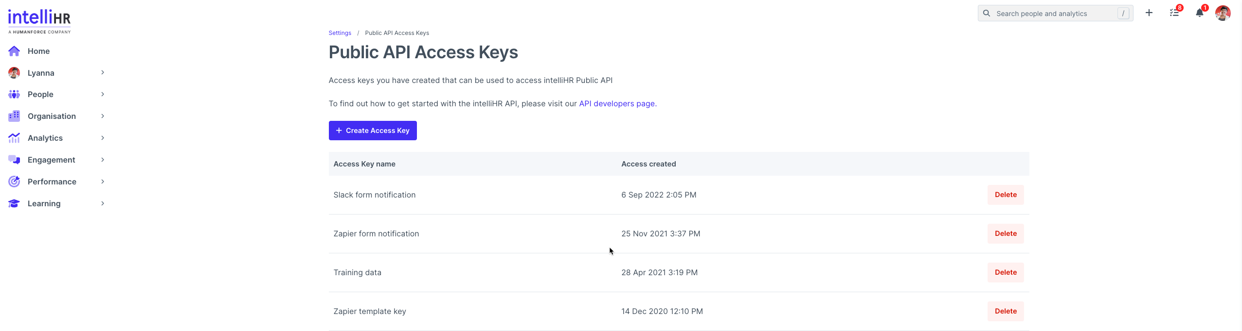 Public API Access Keys – Humanforce