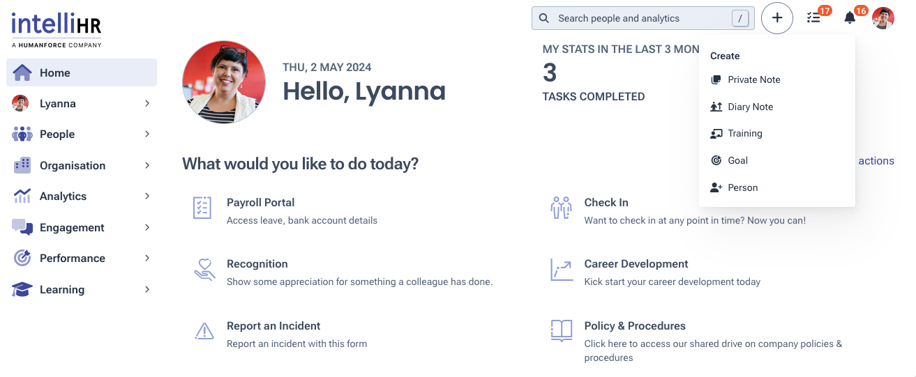 Using the Quick Create Menu – Humanforce